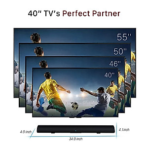 IRDFWH 80W TV SoundBar Speaker Home Theater System 3D Surround Sound Bar Subwoofer Audio Remote Control Wall Mountable