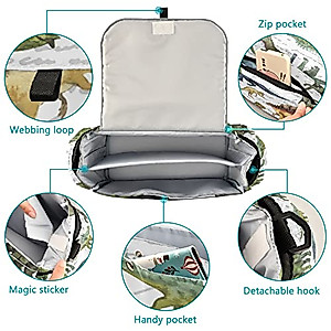 Hand Drawn Dinosaurs Stroller Organizer with Cup Holder Universal Stroller Organizer Bag Detachable Shoulder Strap Stroller Accessories for Diaper Toys Phone Keys Fit All Baby Stroller