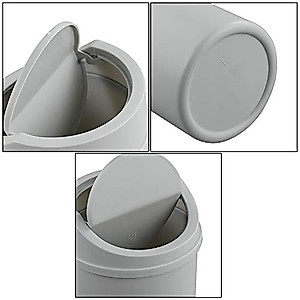 CadineUS 2 Liter Mini Desktop Trash Can with Swing Lid Tiny Garbage Can Trash Bin (Grey)