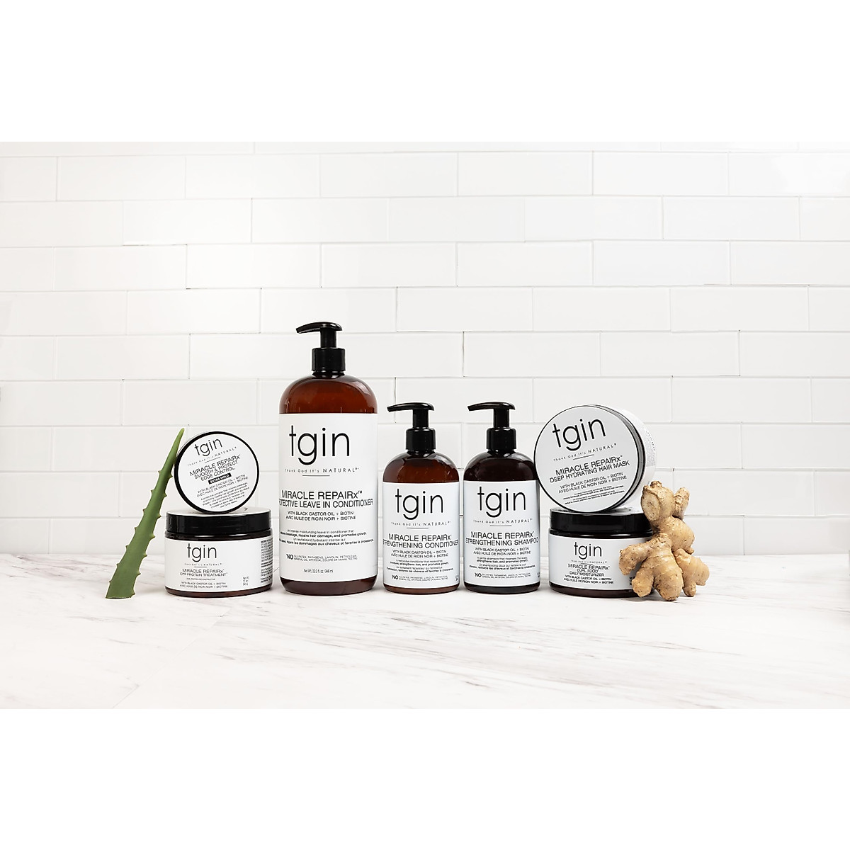 tgin Miracle RepaiRx Protective Leave In Conditioner for Curly, Coily, and Wavy Hair, with Biotin and Black Castor Oil, Repairs and Restores Damaged, Color-Treated Hair, 13 oz