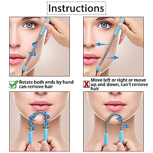 14 Pieces Facial Hair Remover Set Spring Epilator Hair Removal Springs Eyebrow Razors Beveled Tweezers Removes Hairs Women Face Threading Tool