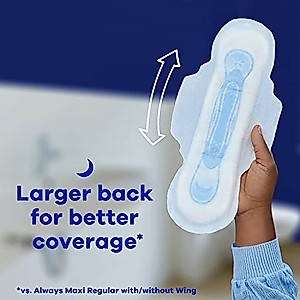 Always Maxi Feminine Pads For Women, Size 4 Overnight Absorbency, Multipack, With Wings, Unscented, 48 Count x 3 Packs (144 Count total)