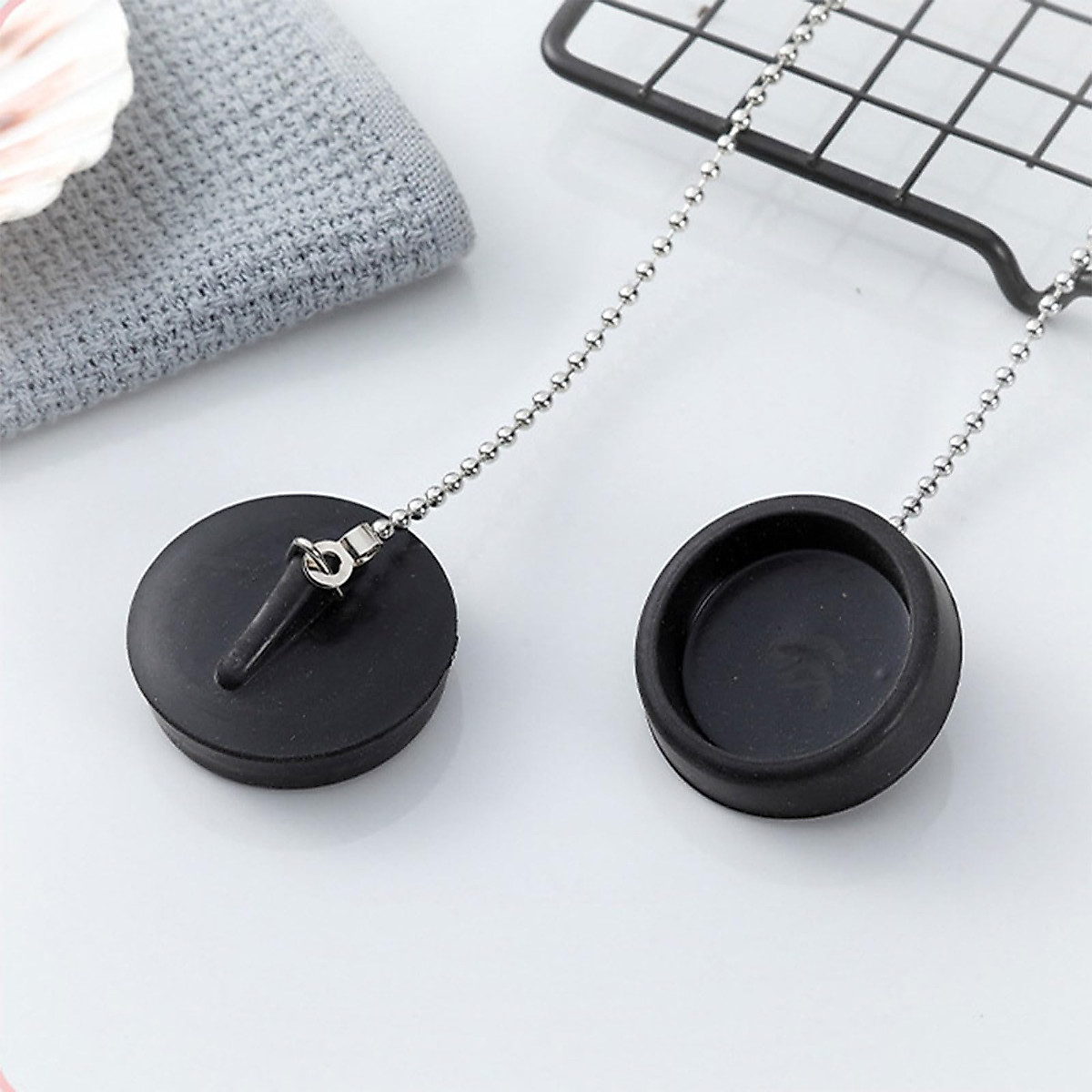 Gllehkt Universal Rubber Bath Plug with Chain Drain Stopper Handy Rubber Bath Plug for Kitchen & Bathroom Sinks 40mm Great