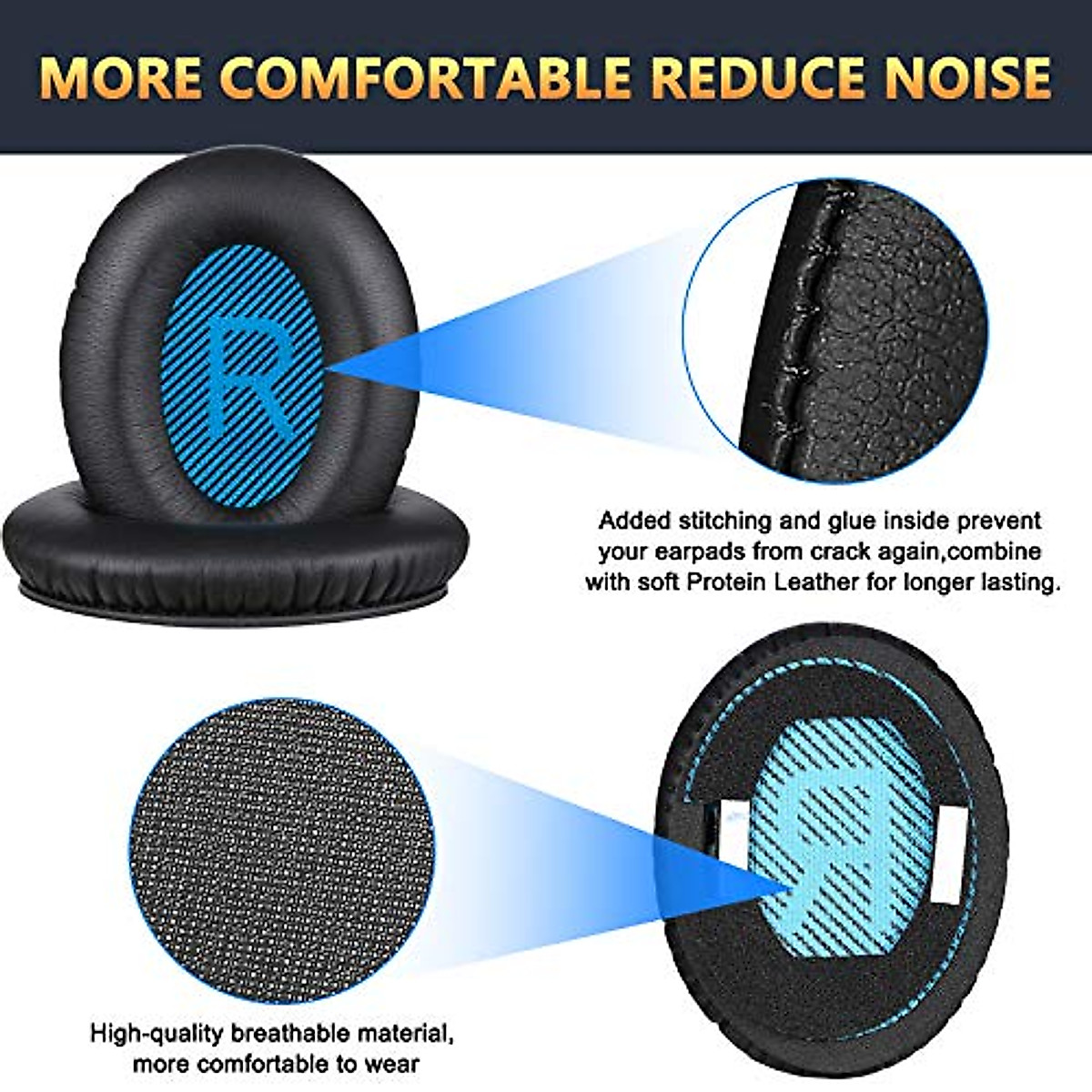 GEVO Upgraded Replacement Ear Pads for Bose QC25 Headphones- Cushions kit Also Fit QuietComfort2/15/35&35ii/Ae2/Ae2i/Ae2w and SoundLink 1&2/SoundTrue 1&2(Over-Ear)(Sky-Blue mats)