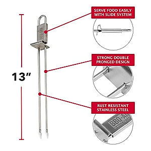 BBQ-AID Premium Barbecue Metal Skewers for Kabobs with Quick Release - Double Pronged, Stainless Steel Metal Skewers for Grilling - Kebab Skewers, Shish Kabob Skewers, Kabob Sticks, Veggies & More