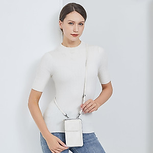 DIVCIDLC Small Crossbody Bag Cell Phone Purse Wallet Mini Shoulder Bag Wristlet Card Clutch Handbag for Women with Credit Card Holder Slots, Offwhite