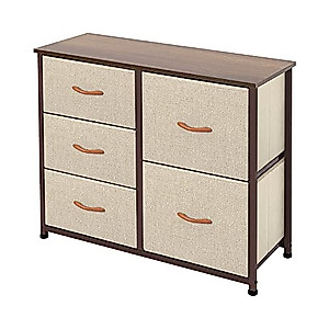 AZL1 Life Concept Storage Dresser Furniture Unit-Large Standing Organizer Chest for Bedroom, Office, Living Room, and Closet-5 Drawer Removable Fabric Bins, Beige