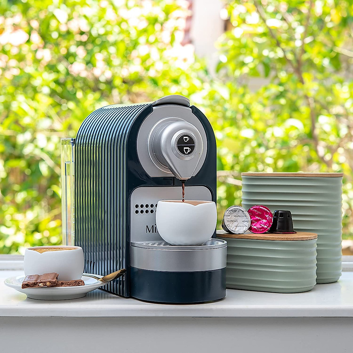 Mixpresso 3 Piece Set Of Airtight Plastic Canister With Bamboo Lid, Canisters For Kitchen Counter, Coffee And Sugar Canister Set, Decorative Sugar Container, Kitchen Decor For Counter