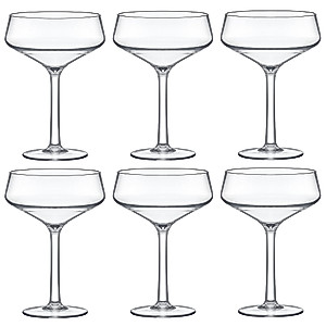 Amazing Abby - Courtney - 12-Ounce Plastic Coupe Glasses (Set of 6), Martini Glasses, Champagne Saucers, Reusable, BPA-Free, Shatter-Proof, Dishwasher-Safe, Perfect for Poolside, Outdoors, and More