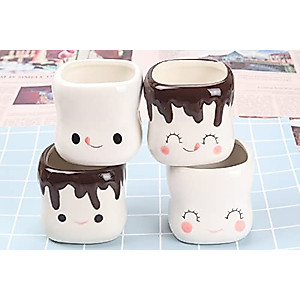 Marshmallow Mugs Set of 4 Cute Marshmallow Cups Cute Mugs for Kids Hot Chocolate Cocoa Mugs Gifts for Kids Women Christmas Mugs Mother's Day Cute Mug 6OZ