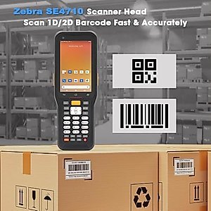 Rugged Android Handheld PDA Warehouse Inventory Barcode Scanner, Integrated Zebra 2D Scan Engine, Physical Keypad, GPS, WiFi & 4G for WMS & Logistics & Charge Dock