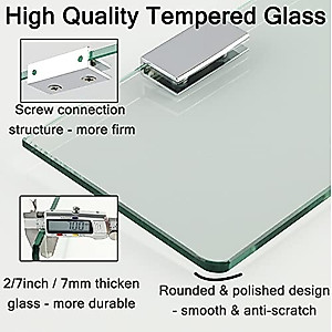 SAYAYO Floating Glass Shelves for Bathroom, Tempered Glass Shelf for Wall 15 x 5 Inch 1 Pack, Clear