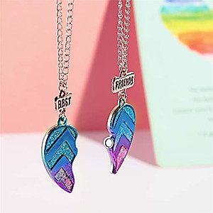 BGSHEMNI Best Friends Necklace, Half Heart Pendant Jewelry for Children, Relationship Love Necklaces, Girls's Best Friend Jewelry,Friendship Gift Friends Birthday Party Favor