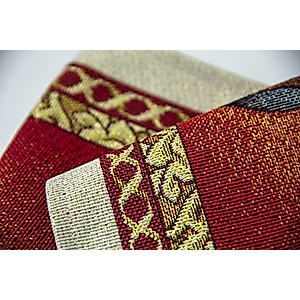 Christmas Placemats with Santa Set of 2 Red Fabric Holiday Glitter with gold Lurex (set of 2) Size:13in X 19in (34cm X 49cm)