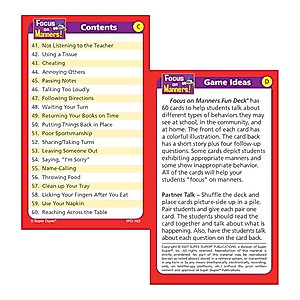 Super Duper Publications | Focus on Manners Fun Deck | Behavior and Social Skills Flash Cards | Educational Learning Materials for Children