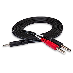 Hosa CMP-159 3.5 mm TRS to Dual 1/4" TS Stereo Breakout Cable, 10 Feet, Black, 1-Pack, Laptop