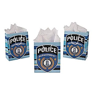 Fun Express - Med Police Party Gift Bags for Birthday - Party Supplies - Bags - Paper Gift W & Handles - Birthday - 12 Pieces