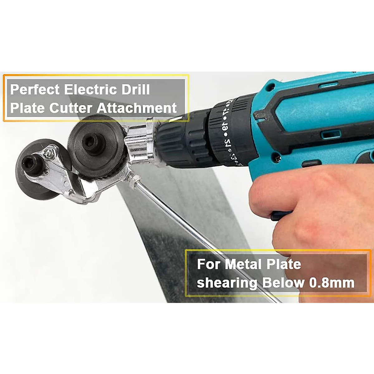 Vafany Electric Drill Plate Cutter,Versatile Metal Shears Drill Attachment Sheet Metal Nibbler Car Maintenance Accurate Double Headed Safe 360 Cutting Head Durable Electric Drill Shear