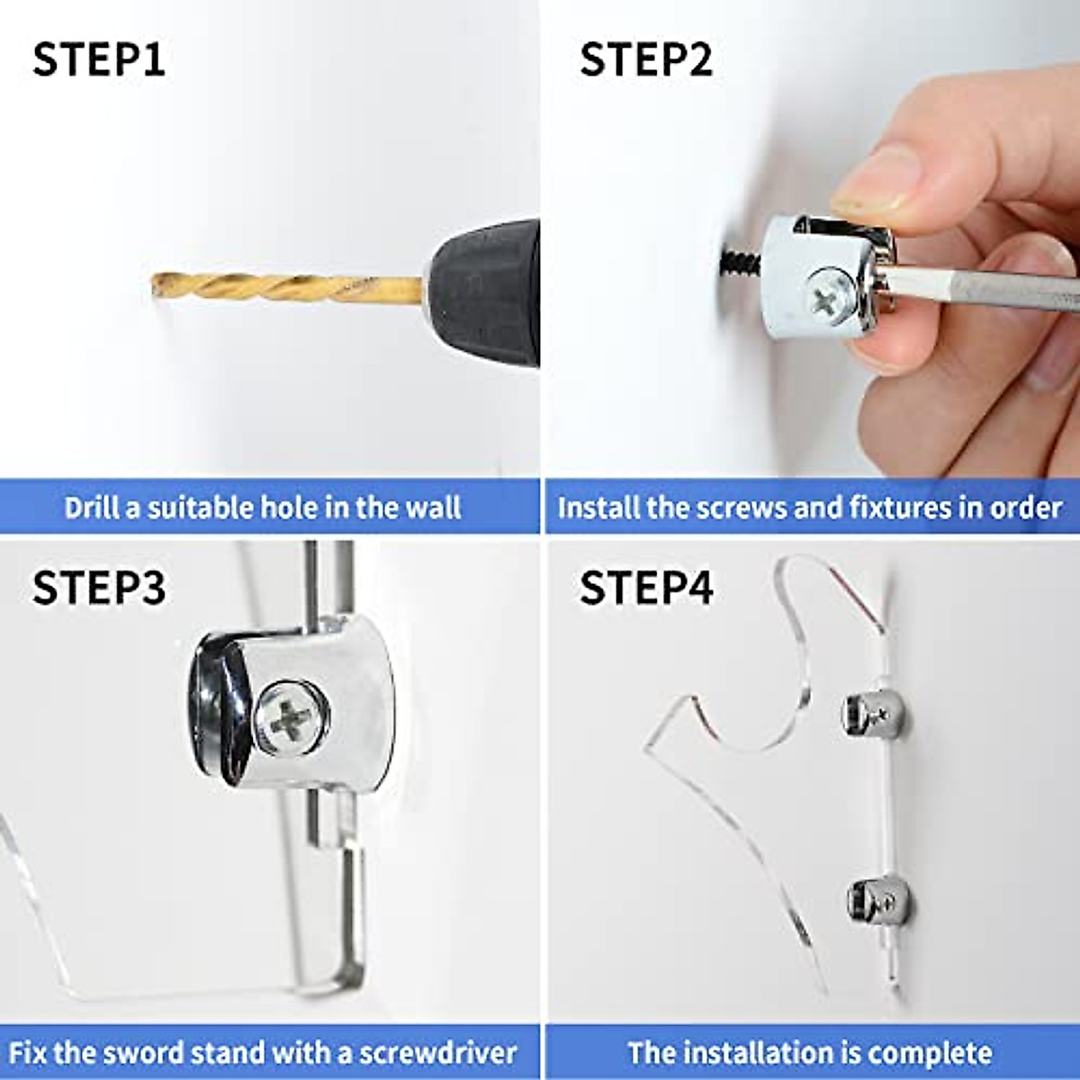 BYTOTU Wall mounted lightsaber rack - black plexiglass - very suitable for displaying magic sword - knife - samurai sword - saber - stick, acrylic display (excluding lightsaber) (black-transparent)