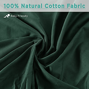 ATsense Duvet Cover Queen Size, 100% Cotton Linen Feel Super Soft Comfortable, 3-Piece Dark Green Duvet Cover Bedding Set, Durable and Easy Care, Simple Style Farmhouse Comforter Cover