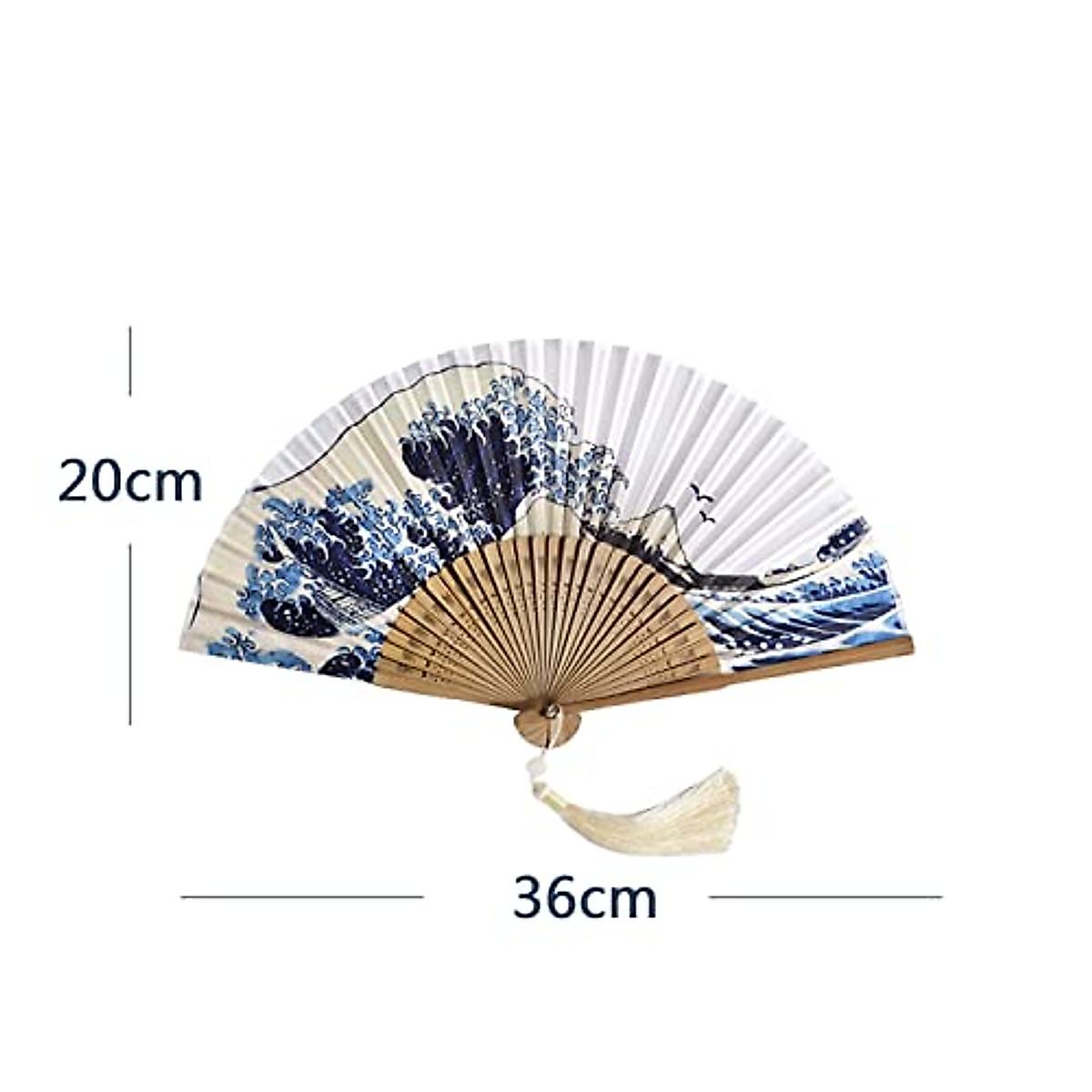 Fringed Folding Fan Hand Fan Pocket Fan Retro Bamboo Handle Fan Wedding Summer Party Dancing Cosplay Vintage Style