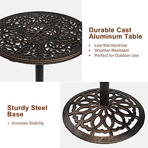 VINGLI 40" Outdoor Bar Table Cast Aluminum, Patio Height Bar Table Patio Dining Table, Outdoor High Top Bistro Table Outdoor Furniture Garden Table (28" Dia x 40 H)…