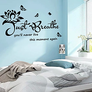 Vinyl Wall Stickers Wall Decor for Living Bedroom Room Yoga Relaxing Nursery House Wall Decals Quotes Inspirational Just Breathe Art Decor Home Decoration.