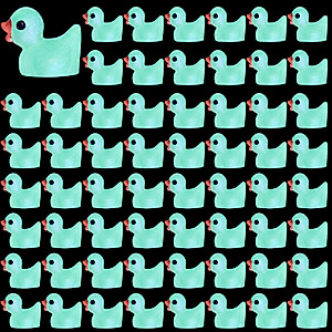100 Pieces Mini Resin Duck Charms Miniature Duck Figures Tiny Duck Ornament Micro Garden Landscape Aquarium Dollhouse Decor for Christmas Accessories (Glow Clear)
