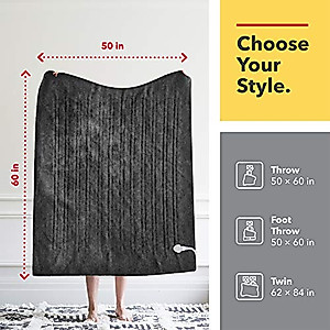 Vremi Electric Blanket - 50 x 60 inches Throw Heated Blanket with 6 Heat and 8 Time Settings - Fleece Heating Pad with 10 feet Cord, LCD Display Controller, Auto Shut Off, Washable Cover