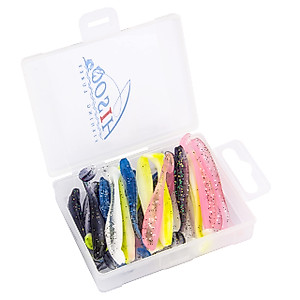 25PCS Soft Paddle Tail Fishing Swimbaits Lures,Fishing Baits Kit for Fishing Bass Trout Redfish Freshwater Saltwater with Tackle Box