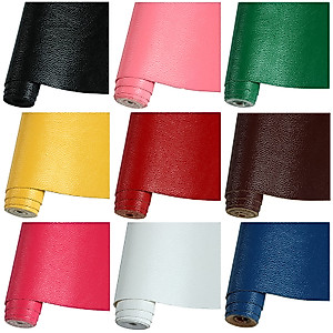 Solid Color Red Faux Leather 10 "X53" (25cmX135cm), Faux Leather Sheets Roll Very Suitable for Making Crafts, Leather Earrings, Bows,Sewing (Red)