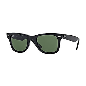 Ray-Ban RB2140 WAYFARER 901 50M Black/Crystal Green Square Sunglasses + BUNDLE with Designer iWear Eyewear Kit