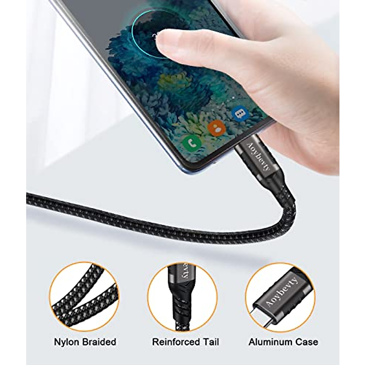 USB A to USB C Cable 6.6ft, 10Gbps Data Transfer and 60W 3A Fast Charging Cable, USB C 3.1/3.2 Cable for Android Auto Samsung S21/S20/S10/Note 20, iPad Pro, Sony XZ, LG Other Type-C Devices