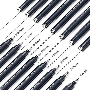 AECHY Calligraphy Curve Pens for Hand Lettering, Dual Tip Pens with 4 Different Curve Shapes, 8 Size Dual Calligraphy Brush Pen Set for Lettering Drawing Scrapbook Art Supplies