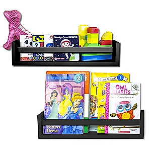 Wallniture Utah Set of 2 Multi-use Wood Kitchen Wall Shelf Black Spice Rack Also Good For Nursery Wall Shelf