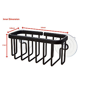 SunnyPoint NeverRust Kitchen Sink Suction Holder for Sponges, Scrubbers, Soap, Kitchen, Bathroom, 6" x 2.5" x 2.75", Aluminum (BLACK, 1)