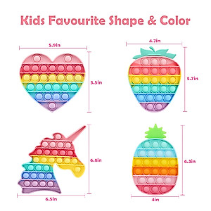 HiUnicorn Pop Poppers Easter Gifts - 4 Pack Unicorn Girls Push Bubble Pop Fidget Toy, Macaron Rainbow Pink Popping Stress Sensory Toys, Easter Basket Stuffers Birthday Party Favor Kids Board Game Toy