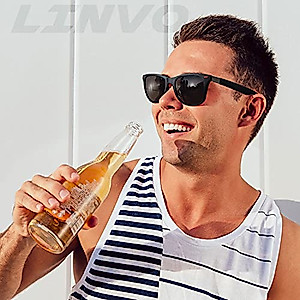 LINVO Black Polarized Sunglasses for Men and Women,Mens Sunglasses Dark Driving Fishing Golf HD UV400 Shades
