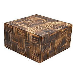 Owlgift Wooden Rustic Burnt Waste Basket Trash Bin, Rectangular Wastebaskets, Bathroom Garbage Can, Bedroom Dorm Recycle Office Can Wastebasket Décor, 5.3" x 10" 9.5"