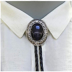 Chericom Store Bolo Tie Vintage Style Alloy Fashion Bolo Tie Bow Tie for Mens (Black Onyx), Medium
