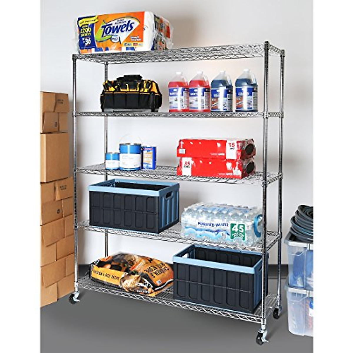 Seville Classics UltraDurable Heavy Duty NSF Solid Steel Wire Rack Storage Unit Organizer for Garage, Warehouse, Office, Restaurant, Classroom, Kitchen, 5-Tier Shelving, 60" W x 18" D