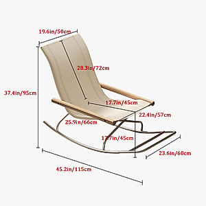 JIAOCKJIAO Foldable Simple Rocking Chair, Breathable Canvas Rocker Chair, Outdoor Portable Garden Chair, Relaxing Armchair with High Backrest, Removable Foot Rest, Patio Camping Chair (Color : Yellow