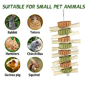 2PCS Rabbit Toys - Bunny Chew Toys for Teeth Grinding, Improve Dental Health, Natural Sweet Bamboo Timothy Grass Cake Treats for Rabbit Guinea Pig Chinchilla Hamster Small Animal Rodents (2 Pcs)