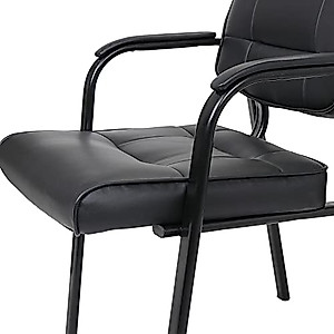 Indoor and Outdoor Use Chair Leather Guest Chair Black Waiting Room Office Desk Side Chairs Reception