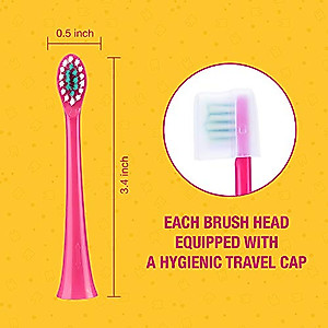 4-Pack Replacement Toothbrush Heads for Sonic V200 Rechargeable Kids Electric Toothbrushes, 7X More Plaque Removal, End-Rounded Soft Bristles, Comfortable & Efficient Clean Teeth, Perfect for Kids