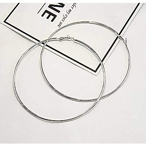 VONALA 925 Sterling Silver Circle Endless Hoop Earrings - Jewellery for Women 65MM