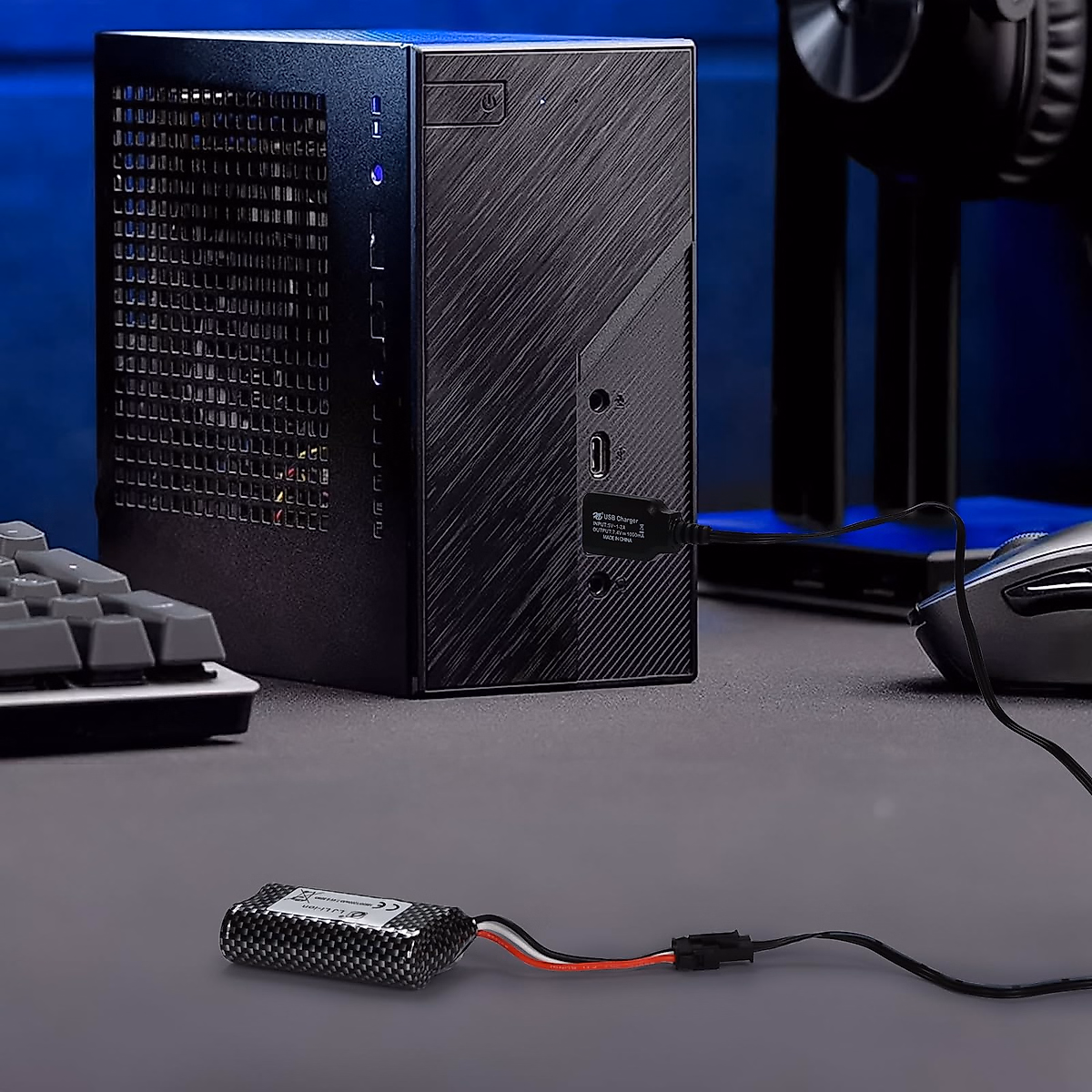 kolegend Remote Control Excavator Accessories 7.2V 1200Mah Rechargeable Battery with USB Charger Cable for 1592 rc Construction Vehicle