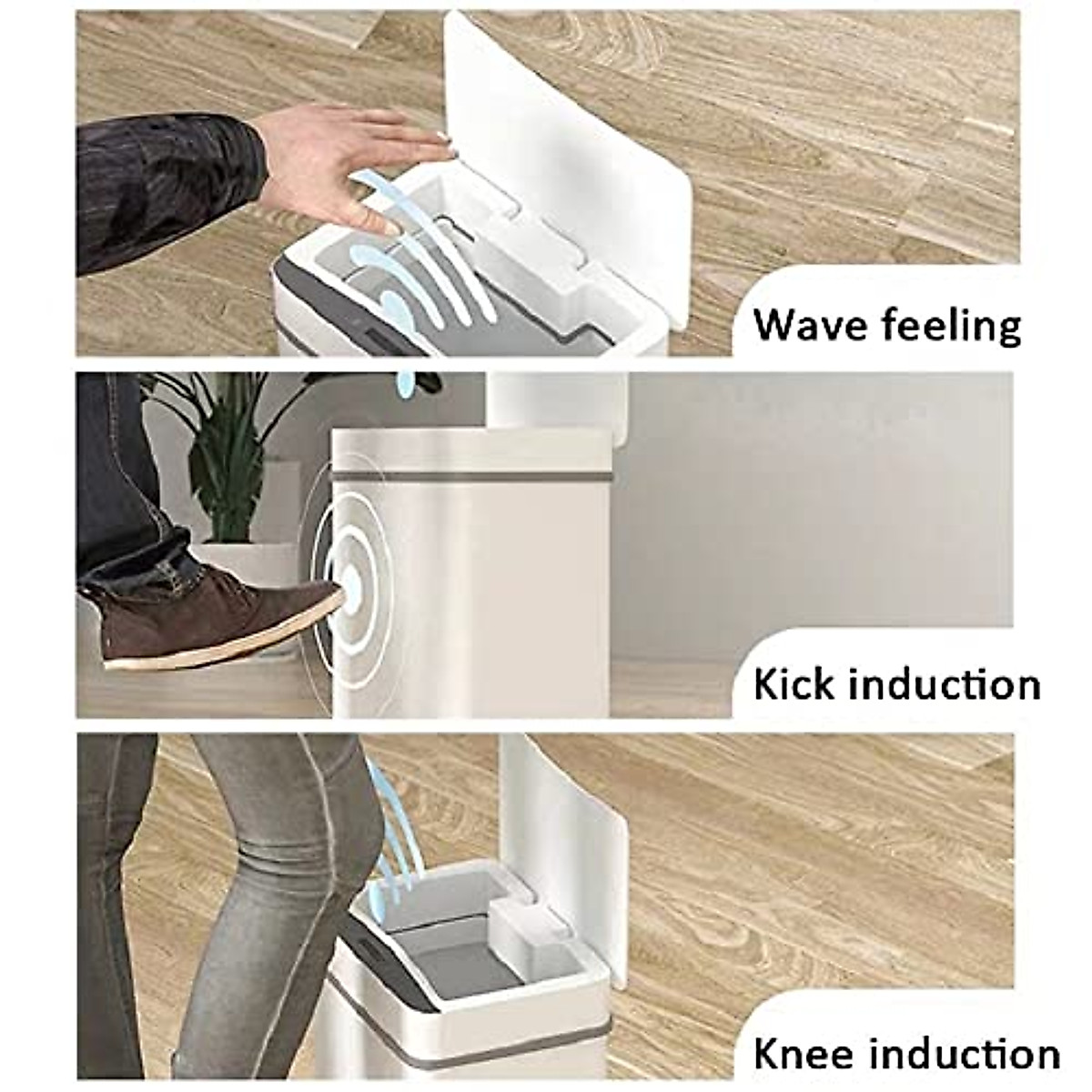 n/a 12L Smart Trash Can Automatic Induction Infrared Motion Sensor Dustbin Home Kitchen Bathroom Waste Garbage Bin White