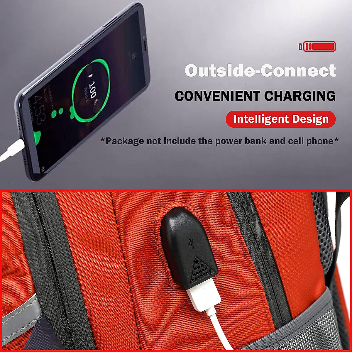 Backpack Bookbag for College Laptop Travel, Fit Laptop Up to 15.6 inch Multi Compartment with USB Charging Port Anti theft, Gift for Men Women (Orange)