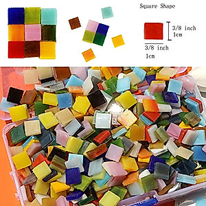 Lanyani 1050 Pieces Mixed Shapes Glass Mosaic Tiles for Crafts, Colorful Stained Glass Pieces for Mosaic Projects